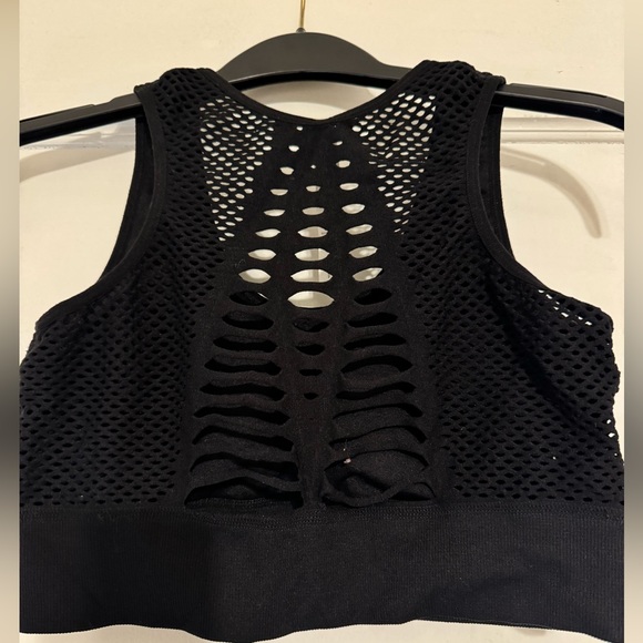 Amazon | Tops | Amazon Mesh Low Cut Cropped Bra Top With Cutout ...